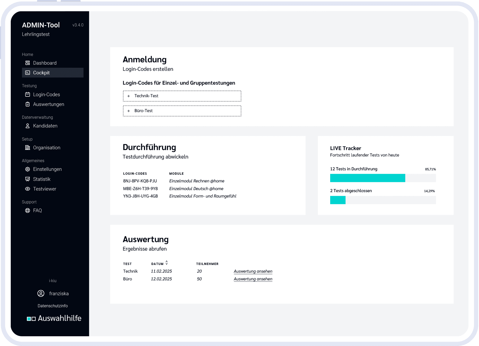 Admin-Tool - Auswahlhilfe